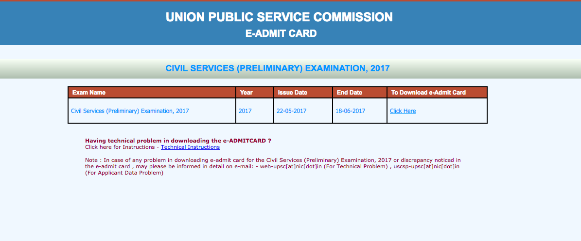 UPSC Civil Service Exam 2017: Admit Card released for download ...